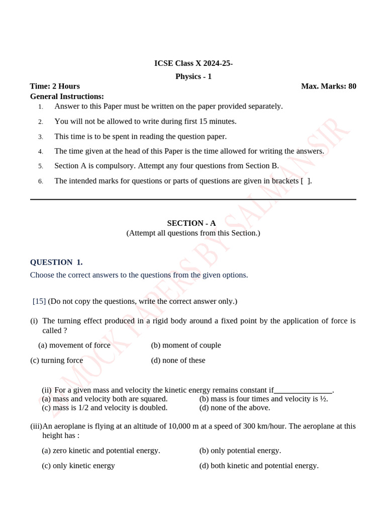 ANVI DESHMUKH - Physics Practice Paper 1 | PDF | Radiation | Refractive Index