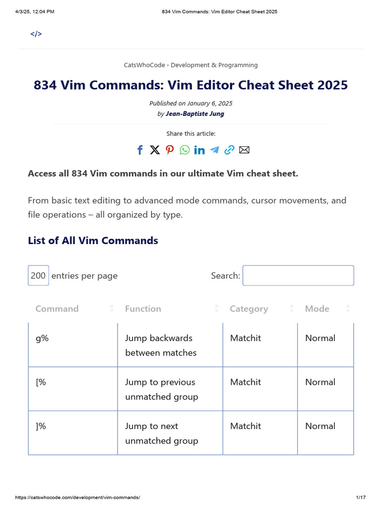 801-834 Vim Commands | PDF | Software Development | Computer Programming