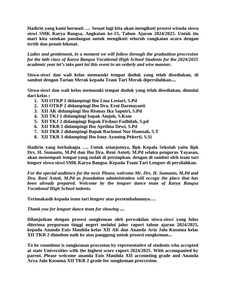 Teks MC Wisuda 2025 | PDF