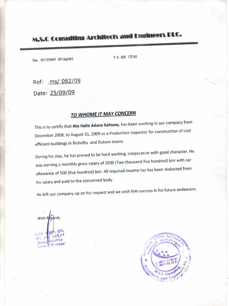 Haile Work Exp - Merged | PDF