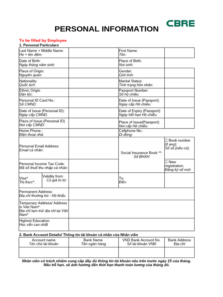 Personal Information Form | PDF