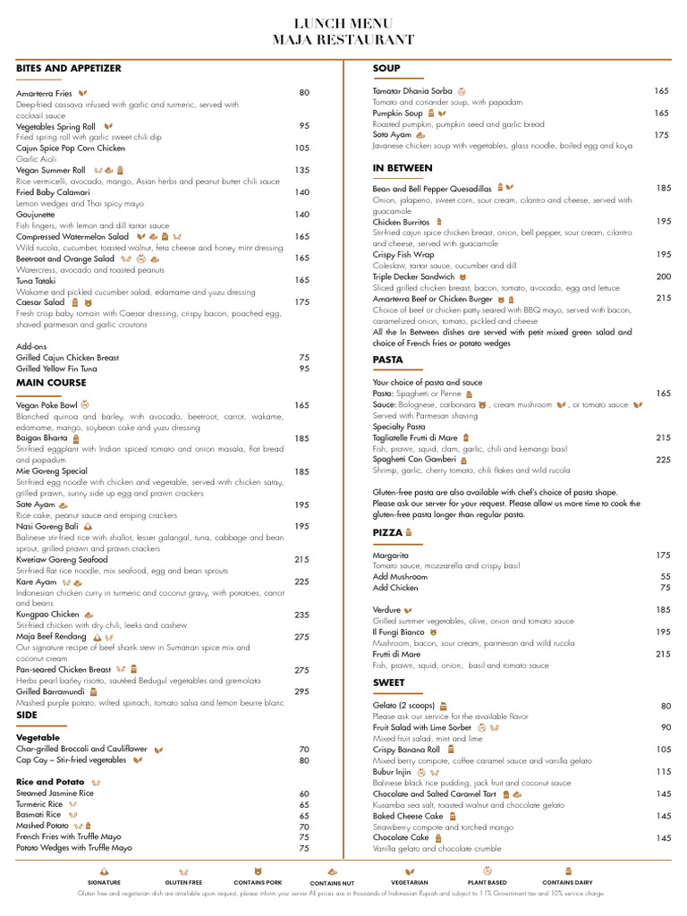 Maja - Menu Lunch & Dinner 2025 | PDF | Thai Cuisine | Curry