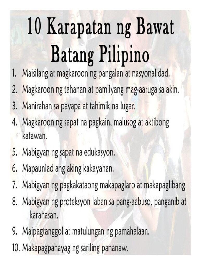 10 Karapatan NG Mga Bata | PDF