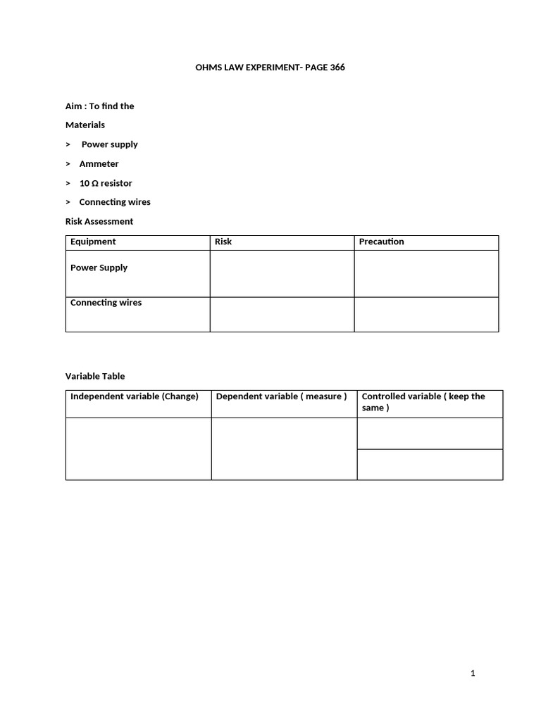 Ohms Law - Prac Write Up | PDF