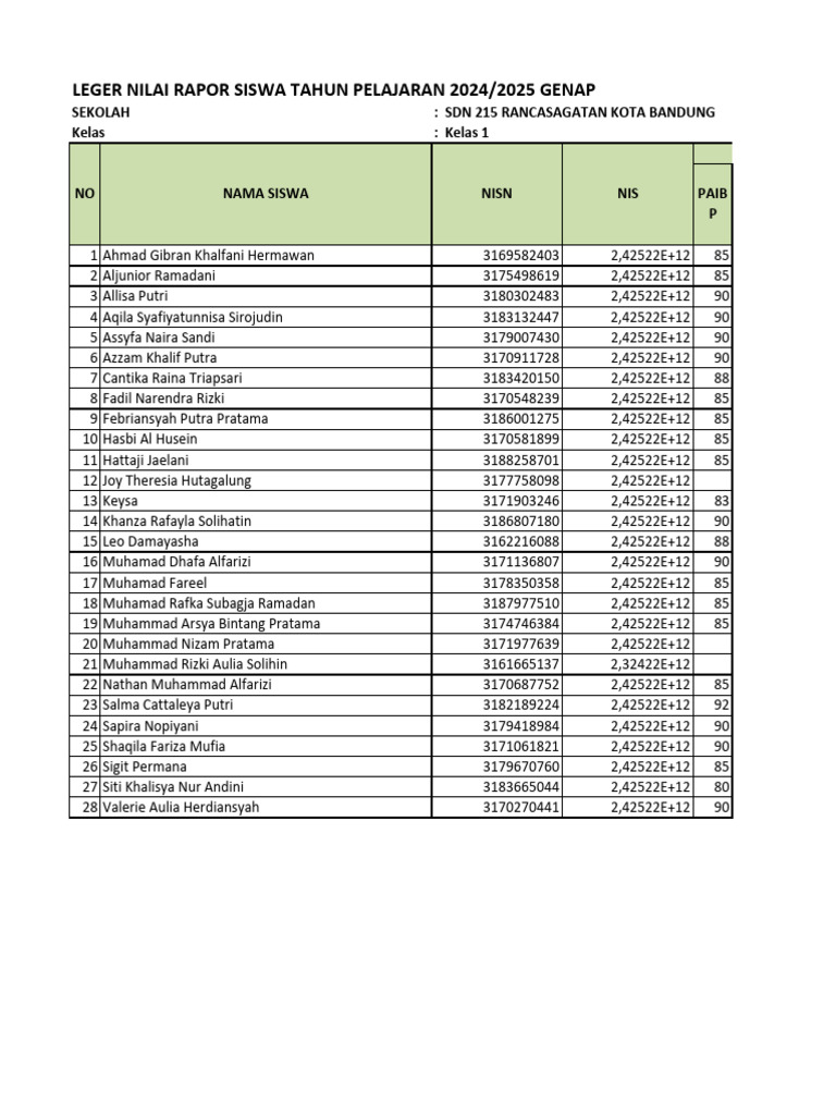 Leger 20242 Kelas 1 | PDF