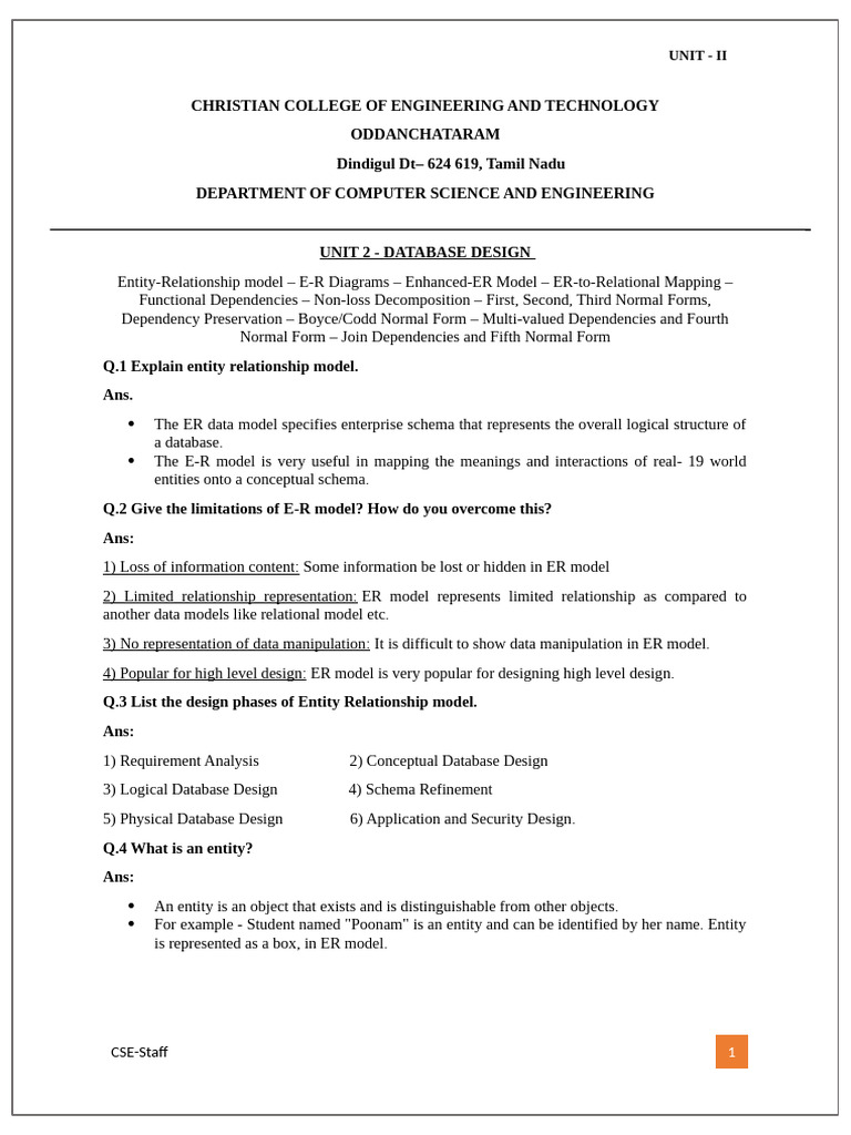 Unit 2 Two Marks Q&A | PDF | Conceptual Model | Information Technology Management