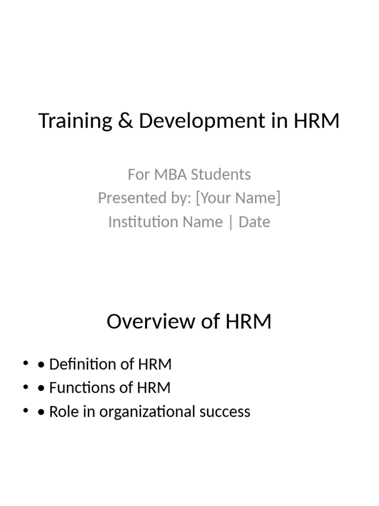 Training and Development HRM MBA-2 | PDF | Human Resource Management | Mentorship