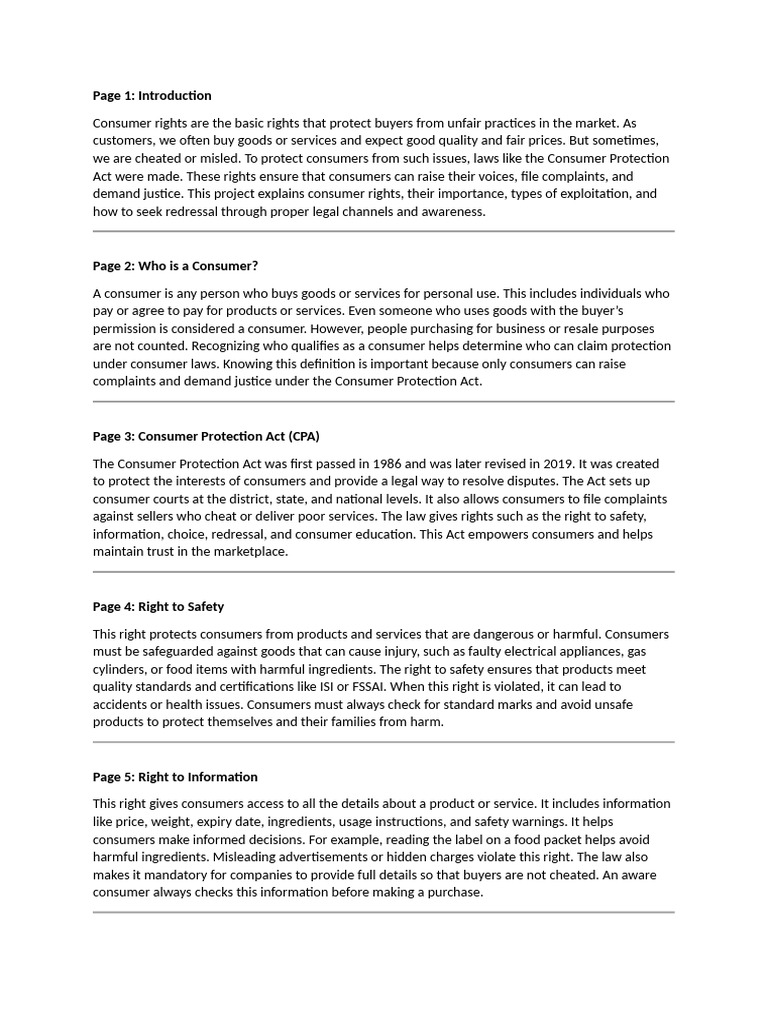 Understanding Consumer Rights and Protections | PDF | Consumer ...