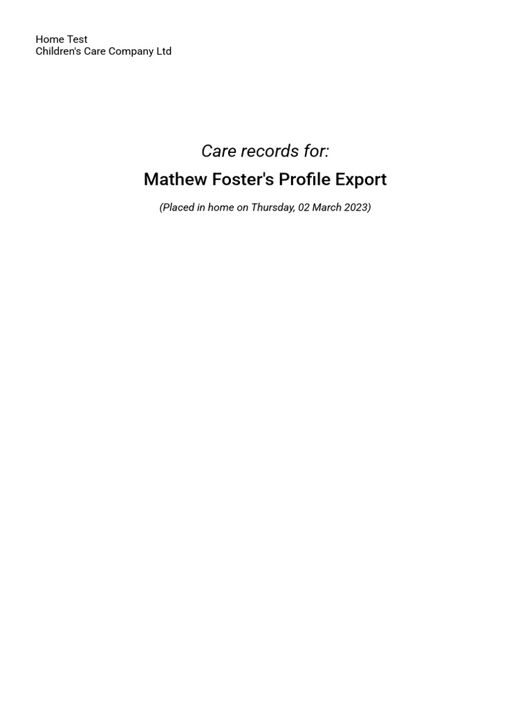 Mathew Foster's Profile Export | PDF