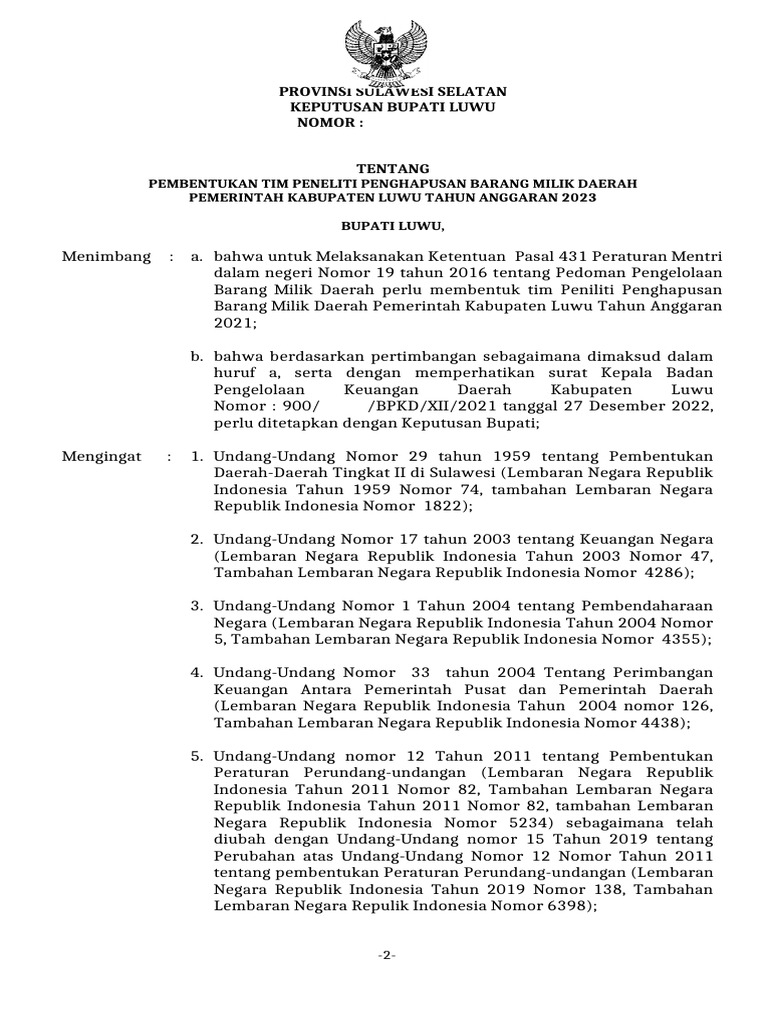 Sk Pembentukan Panitia Tim Peneliti 2021 | PDF