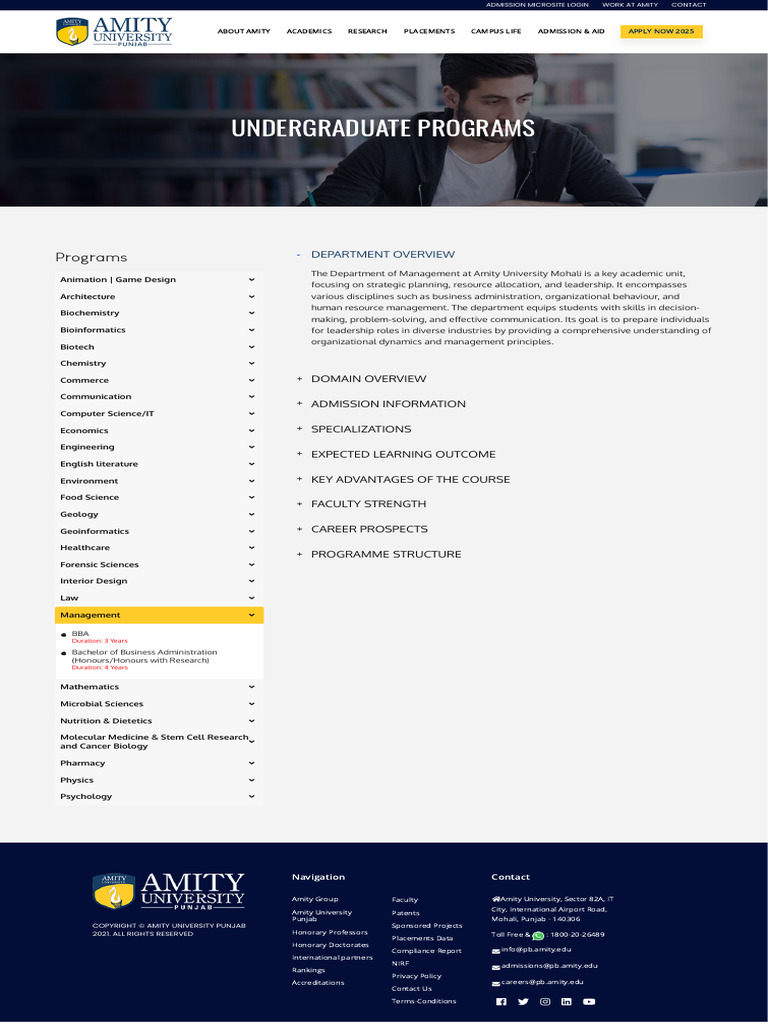 Amity Mohali BBA Fee Structure | PDF | Science | Bachelor's Degree