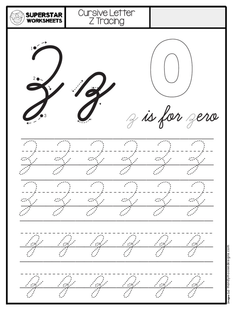 Cursive Letter Z Tracing Guide | PDF