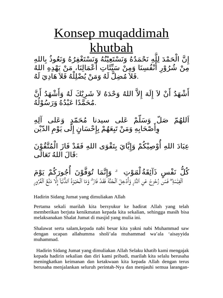 Konsep Muqaddimah Khutbah | PDF