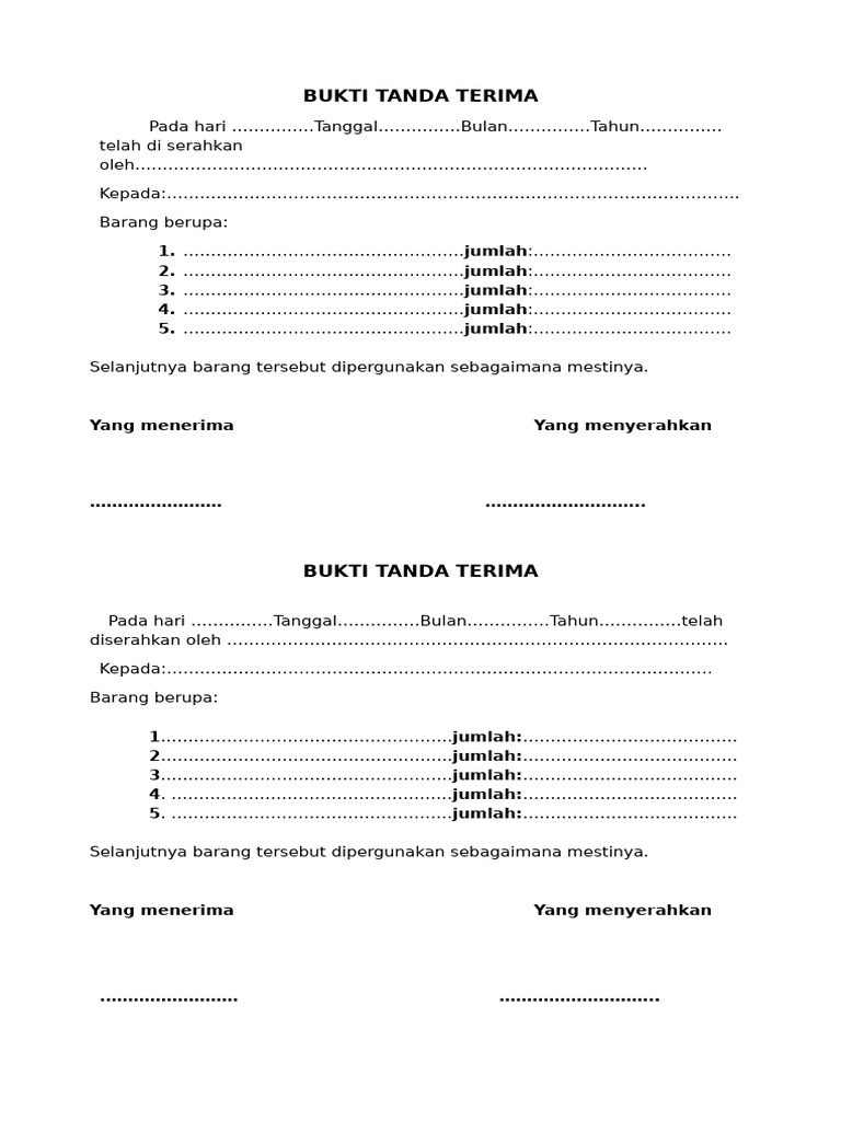 Bukti Tanda Terima | PDF