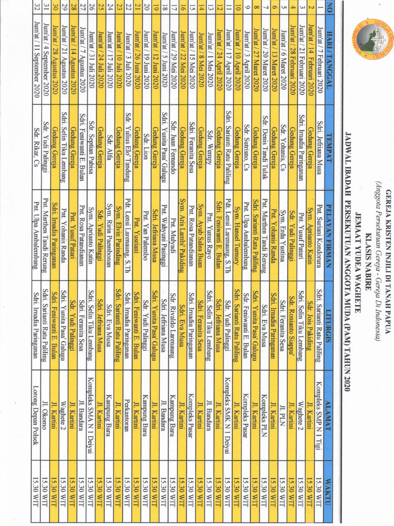 Jadwal Ibadah 2020 | PDF