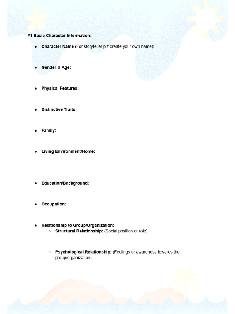 Character Profile Creation Guide | PDF
