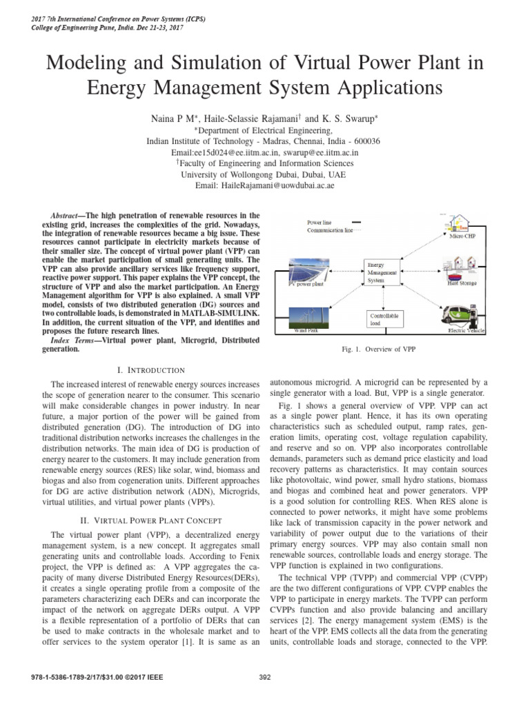 Virtual Power Plant Modeling and EMS | PDF | Distributed Generation ...