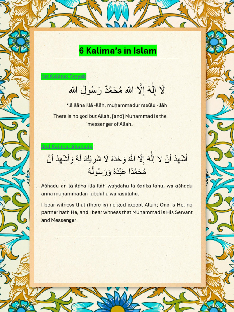 6 Kalimas | PDF | Theology | Islamic Branches
