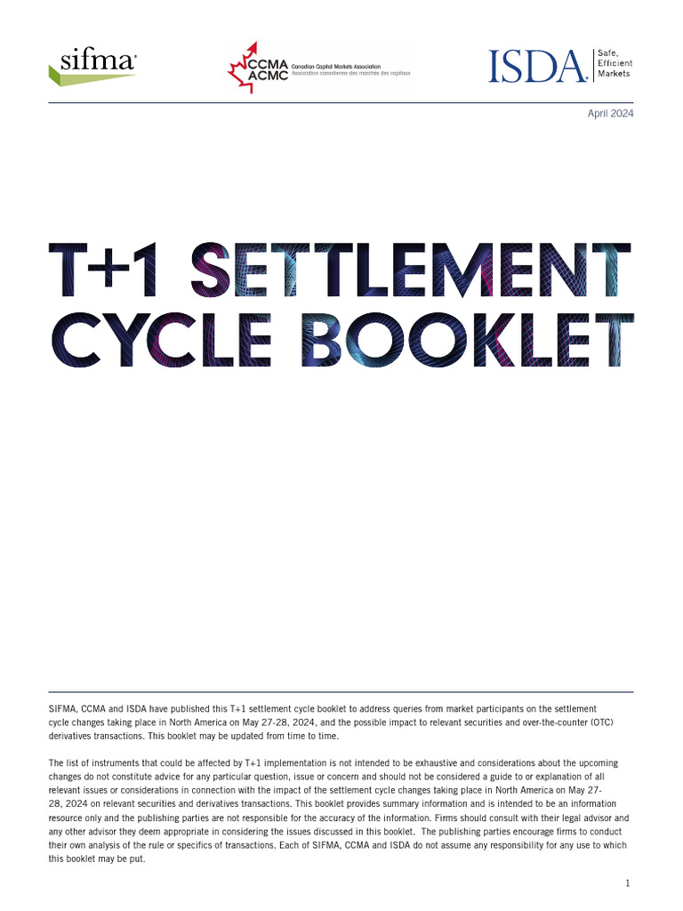 T+1 Settlement Cycle Changes Overview | PDF | Finance & Money ...
