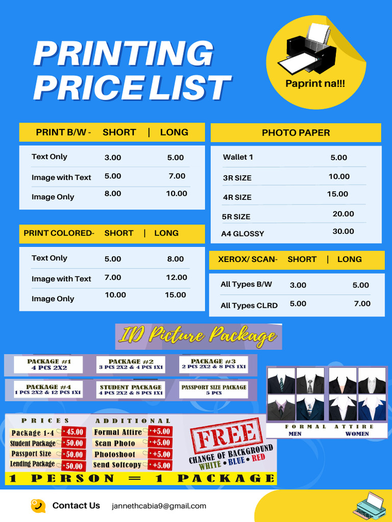 2024 Printing and Xerox Price List | PDF