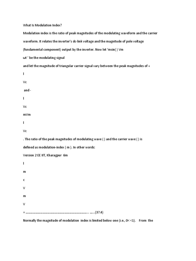 Modulation Index | PDF | Power Inverter | Modulation
