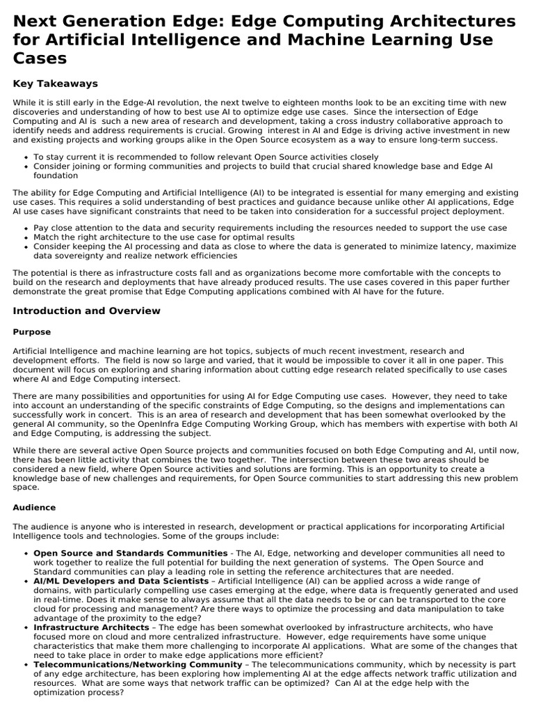 Next Generation Edge - Edge Computing Architectures For Artificial Intelligence and Machine ...