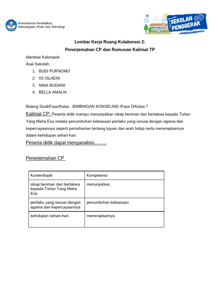 CP, Modul Ajar BK | PDF