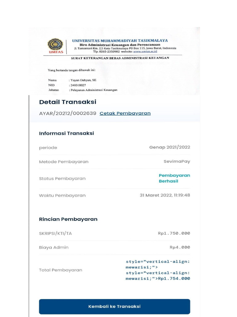 Bukti Kti Dan Bebas Administrasi M Abdul Azis | PDF