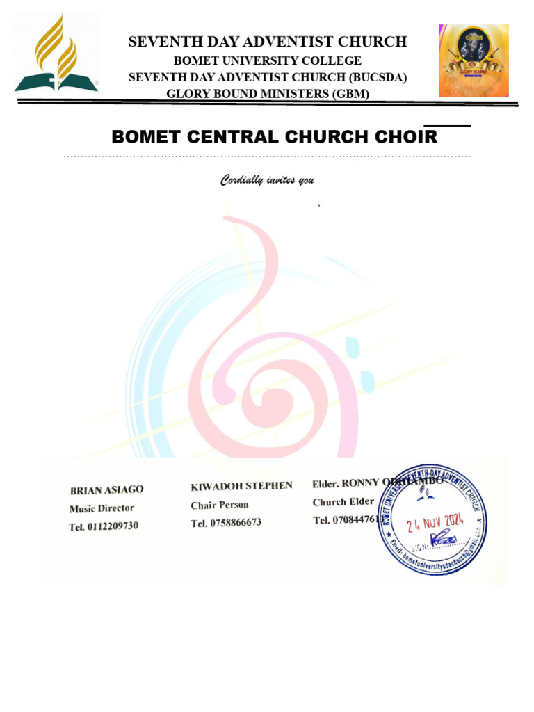 GBM - Launch - Invitation-Bomet Central Church Choir | PDF