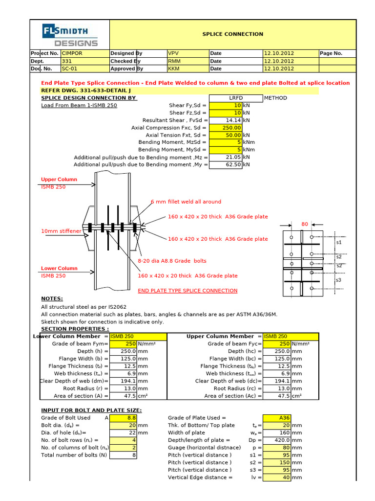 End Plate Splice Connection | PDF | Bending | Beam (Structure)