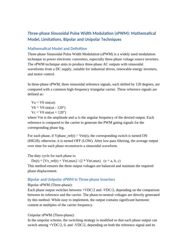 Three Phase SPWM Report | PDF | Power Inverter | Phase (Waves)