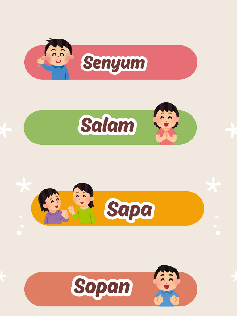 Cokelat Ilustrasi Anak Budayakan Senyum Salam Sapa Sopan Santun Poster ...