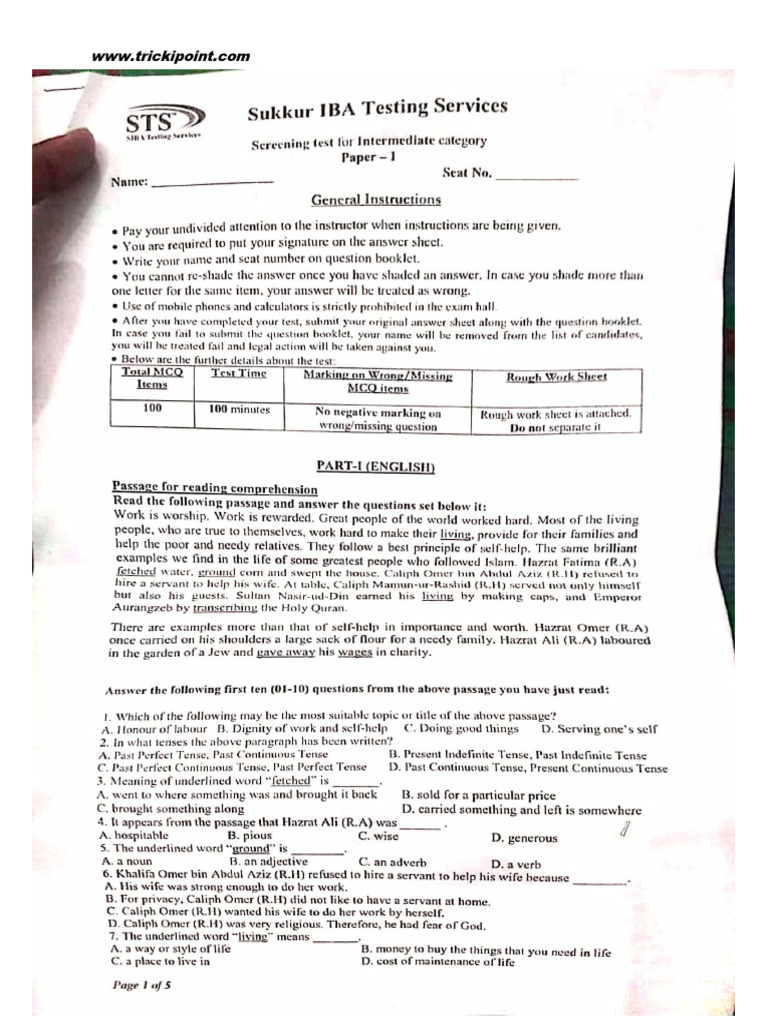 Sts Intermediate Paper 12 June 2023 | PDF