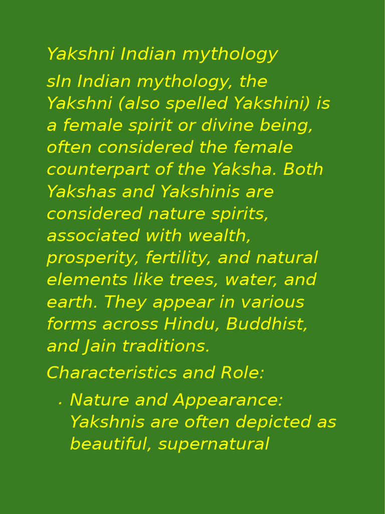 Yakshinis: Divine Spirits of Wealth | PDF