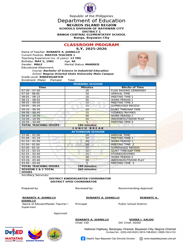 Sample Teachers Program | PDF | Teachers | Learning