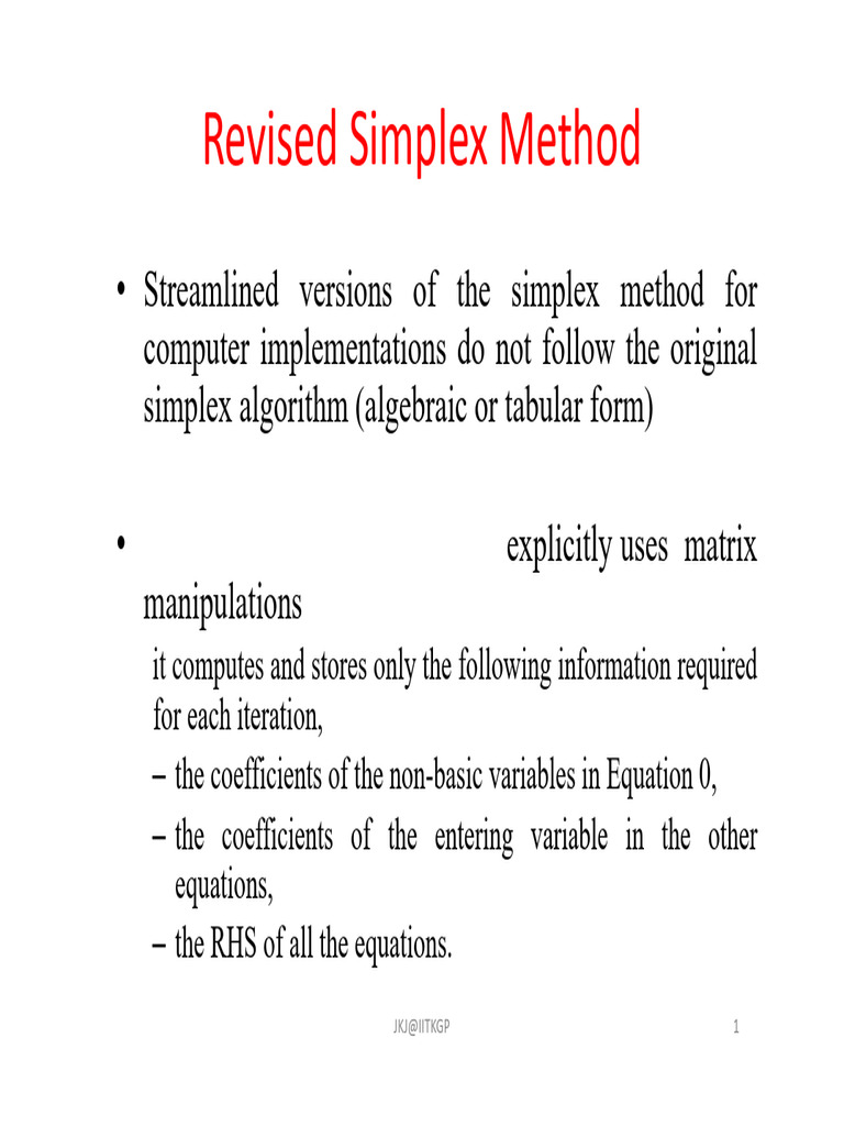 8 Revised Simplex Method Part 1 | PDF | Variable (Mathematics) | Equations
