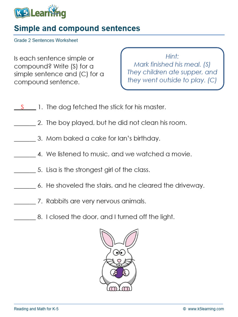 Grade 2 Simple and Compound Sentences | PDF