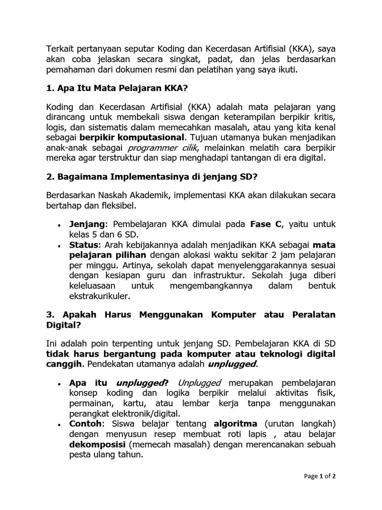 Ringkasan Singkat Bagi Mereka Yang Belum Paham Kka | PDF