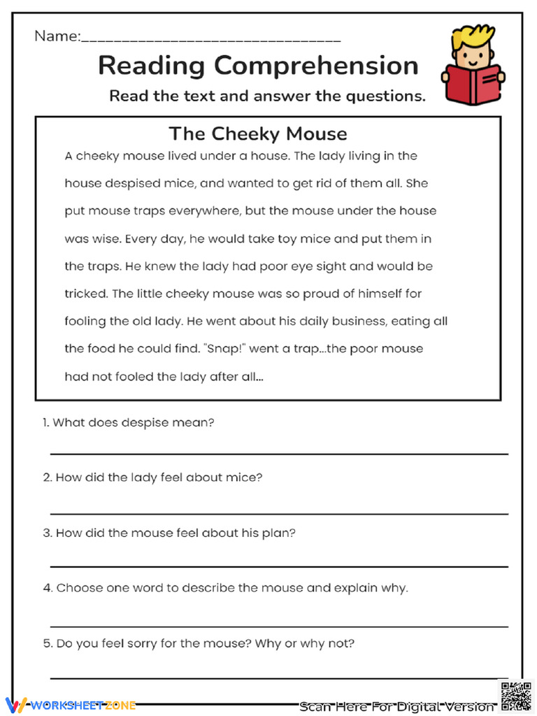 Reading Comprehension The Cheeky Mouse Worksheets | PDF