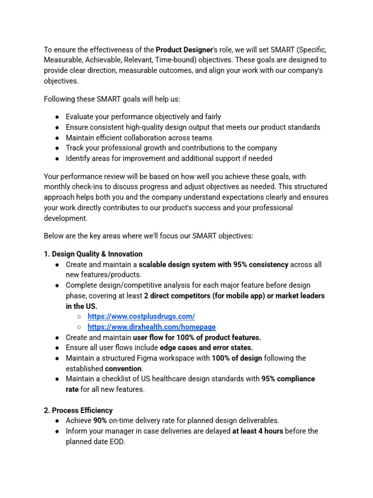 Phap - Product Designer - SMART Goals | PDF