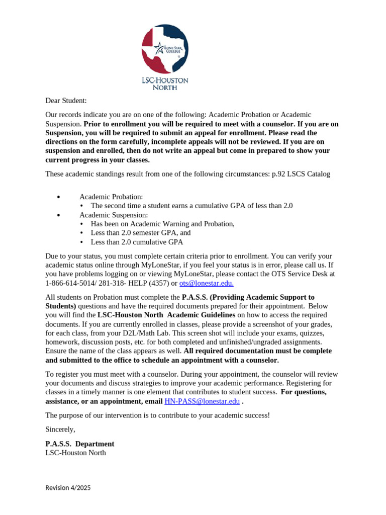 Houston North Academic Appeal Form & Instructions | PDF