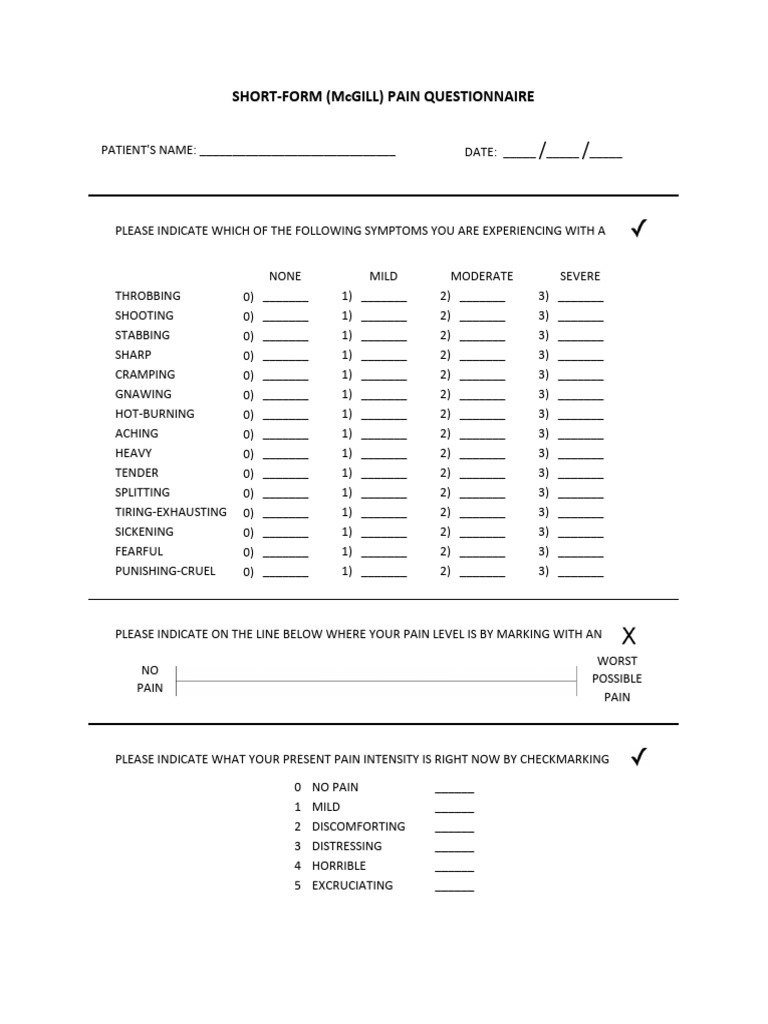 McGill Short Form Pain Questionnaire | PDF