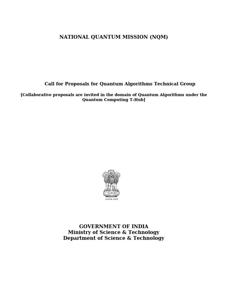 Call for Quantum Algorithms Proposals | PDF | Quantum Computing | Computing