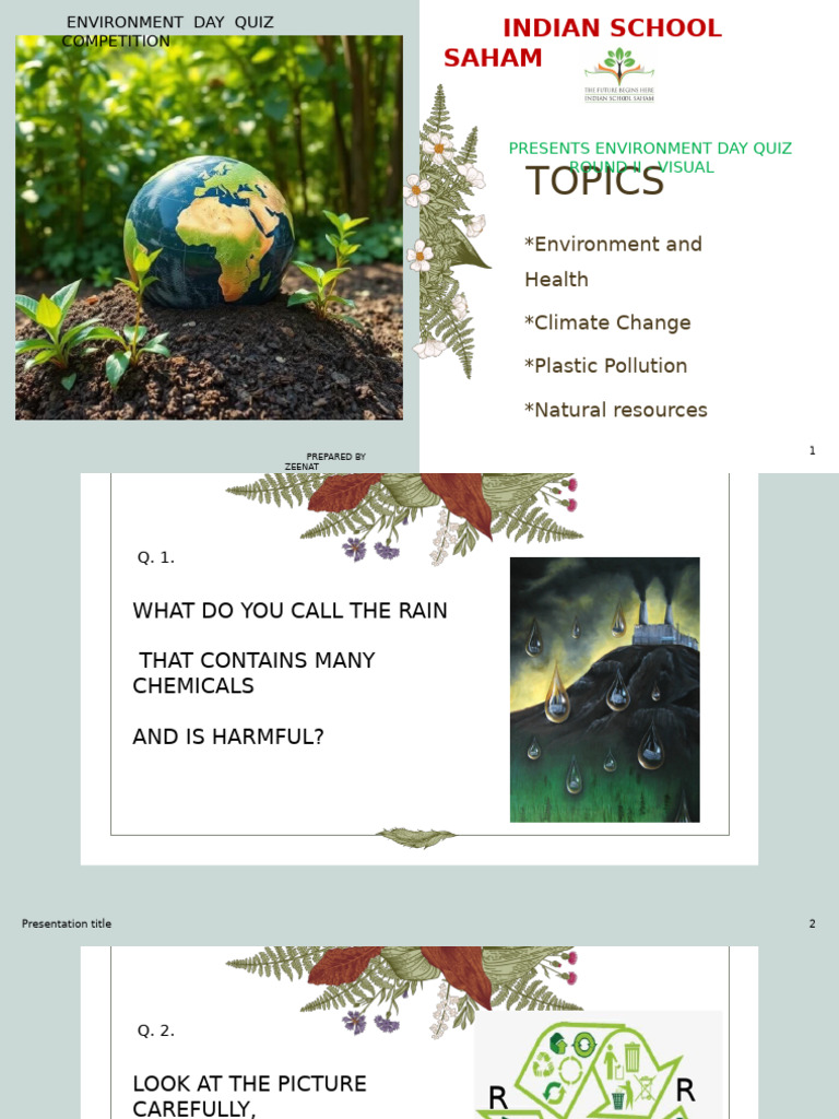 Environment Day Quiz Competition | PDF | Plastic | Climate Change