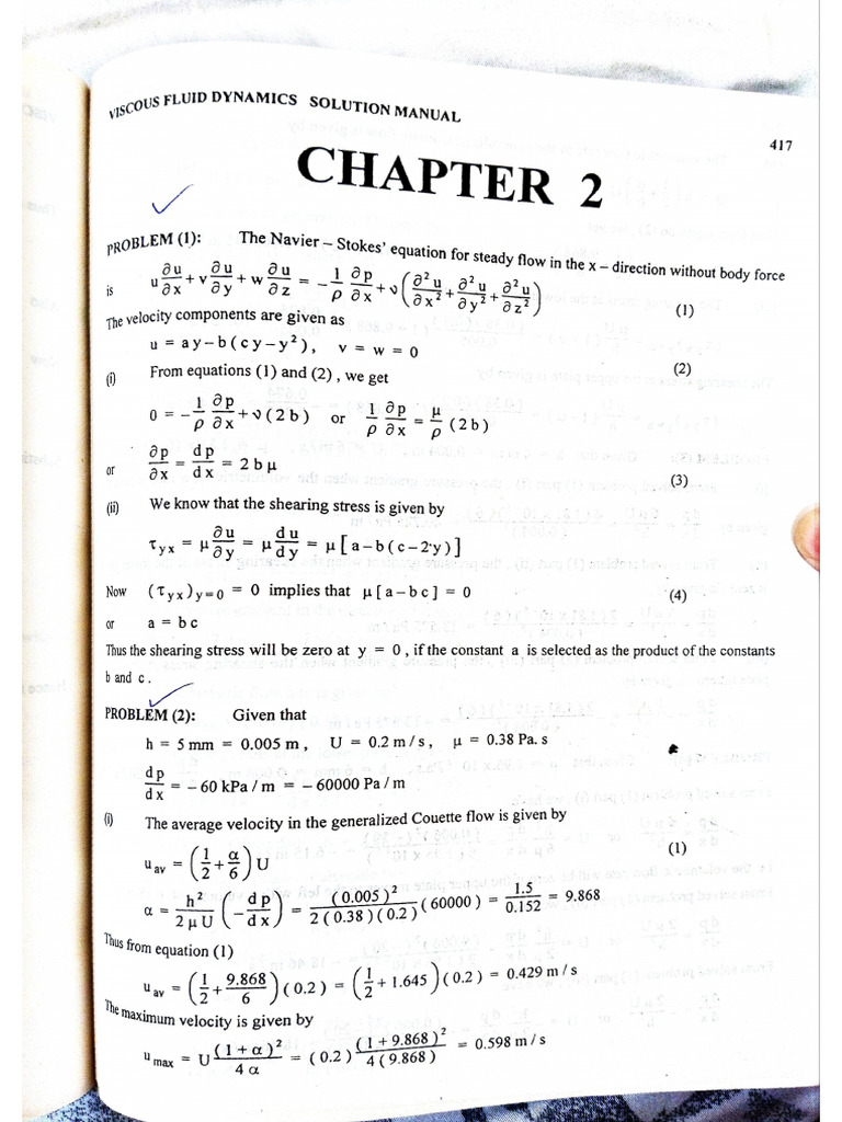 Viscous Fluid CHP 2 Unsol Prob | PDF
