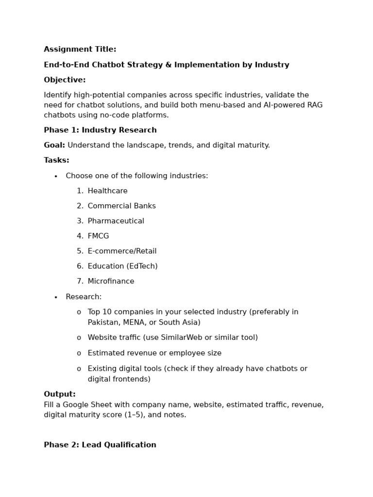 Chatbot Strategy & Implementation Lab | PDF | Computing