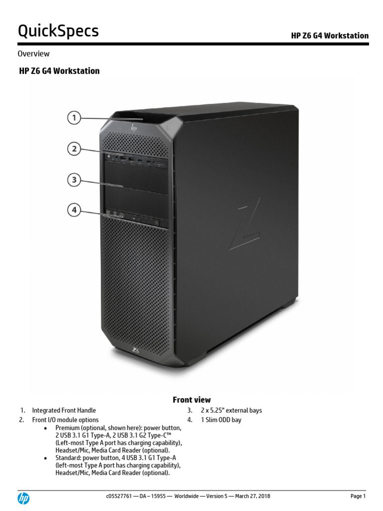 HP Z6 G4 Workstation Driver Info | PDF | Solid State Drive | Usb