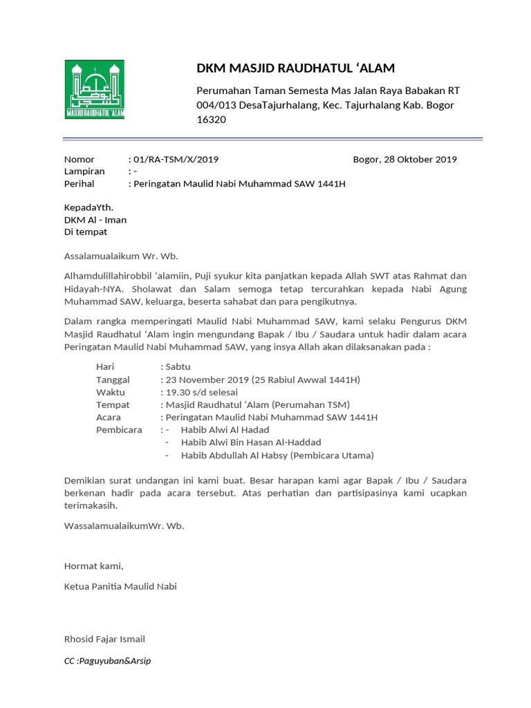 Undangan Maulid DKM Al Iman | PDF