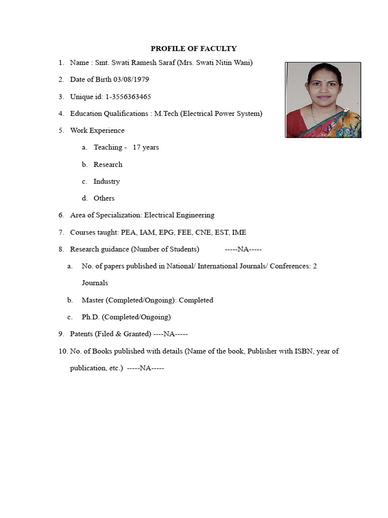 Profile of Faculty | PDF