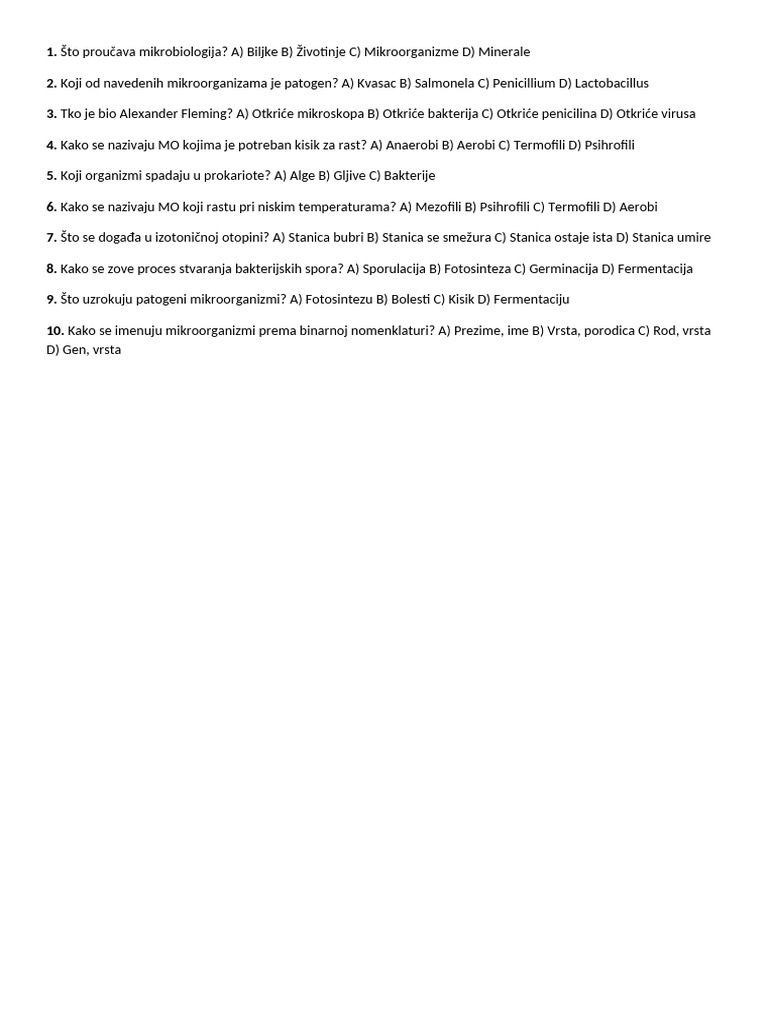 Kviz 1. Test MB | PDF